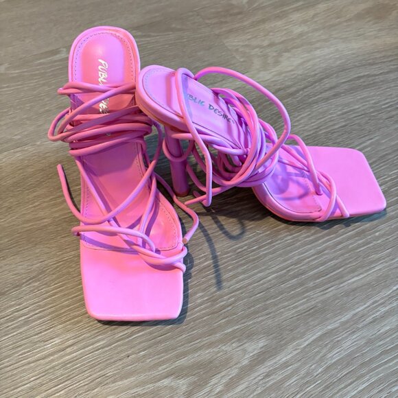 Public Desire | Shoes | Public Desire Bubblegum Hot Pink Strappy Heels ...